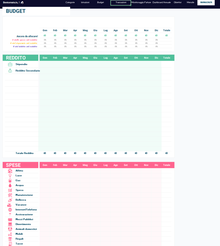 Simple Budget Excel - Bilancio Familiare Professionale - My Little ...